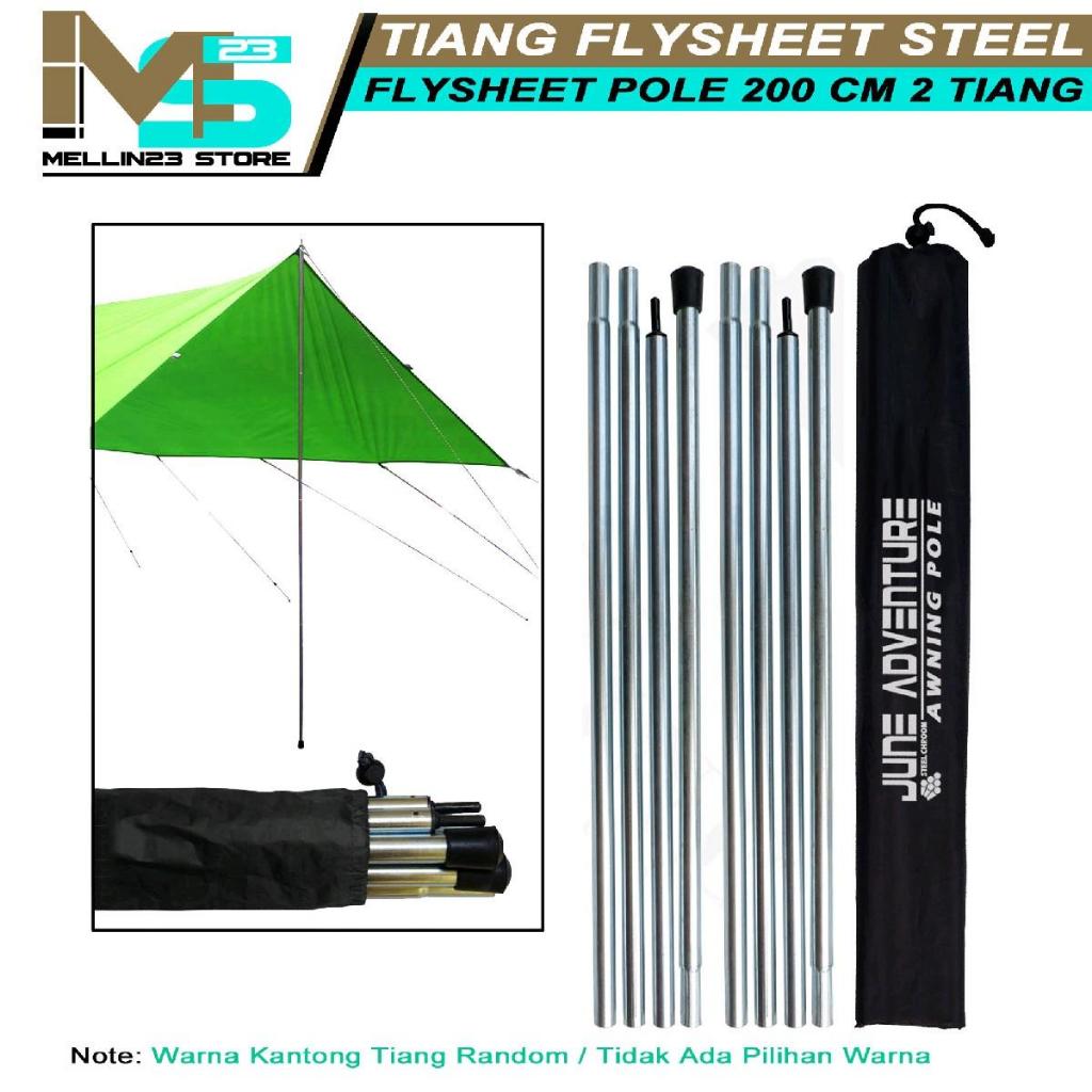 Jual tiang flysheet besi tiang steel lapis chrome 200cm 2 tiang tenda ...