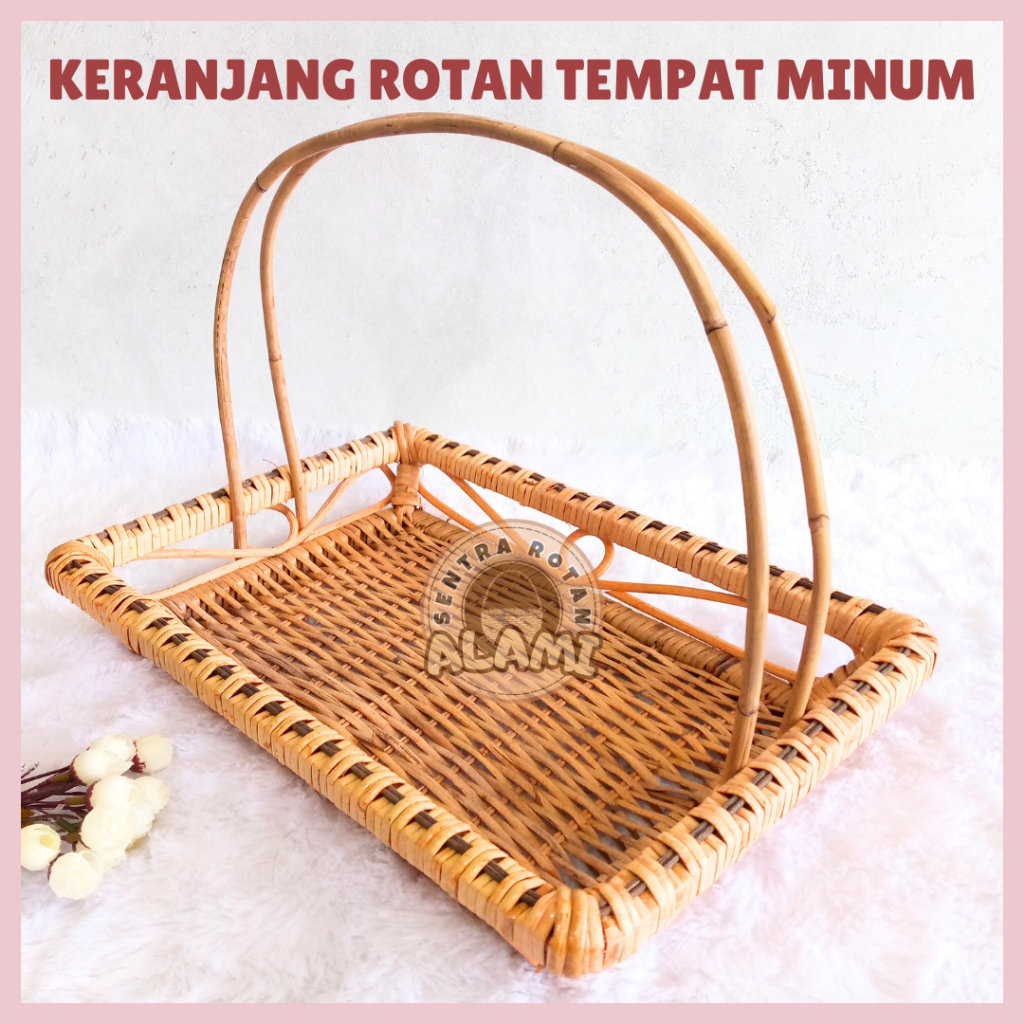 Jual KERANJANG NAMPAN ROTAN BESAR PREMIUM TANGKAI WADAH AIR MINERAL ...