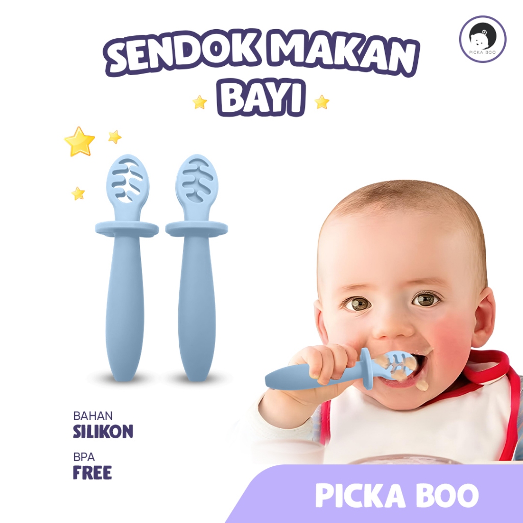 Jual PICKA BOO Silicone Baby Pre Spoon Sendok Belajar Makan Bayi Mpasi ...