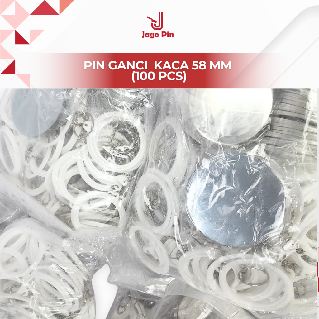 Jual Bahan Pin Ganci Kaca 58 mm polos @100 pcs/ Gantungan Kunci Kaca ...