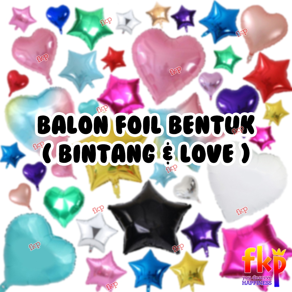 Jual FUN KIDS PARTY Balon Foil Bintang / Balon Foil Love / Balon bentuk ...