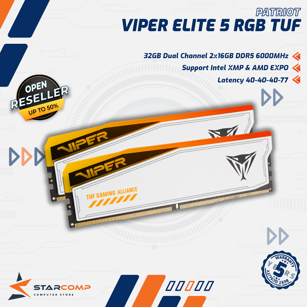 Jual PATRIOT VIPER ELITE 5 TUF GAMING RGB 32GB Dual Channel 2x16GB DDR5 ...