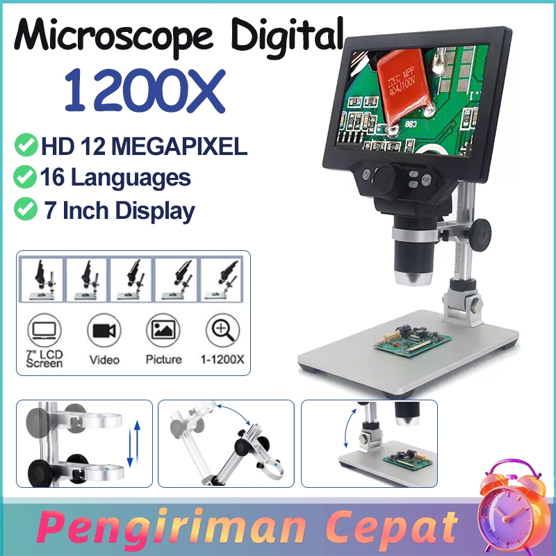 Jual 1200X microscope digital Mikroskop Digital Elektronik 12MP 7 Inch ...
