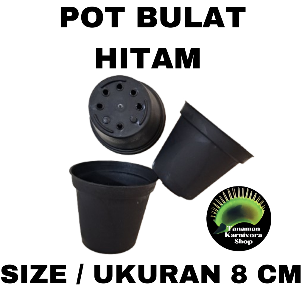 Jual POT BUNGA/POT BULAT 8 CM/POT HITAM/ POT HIDROPONIK TANAMAN HIAS ...