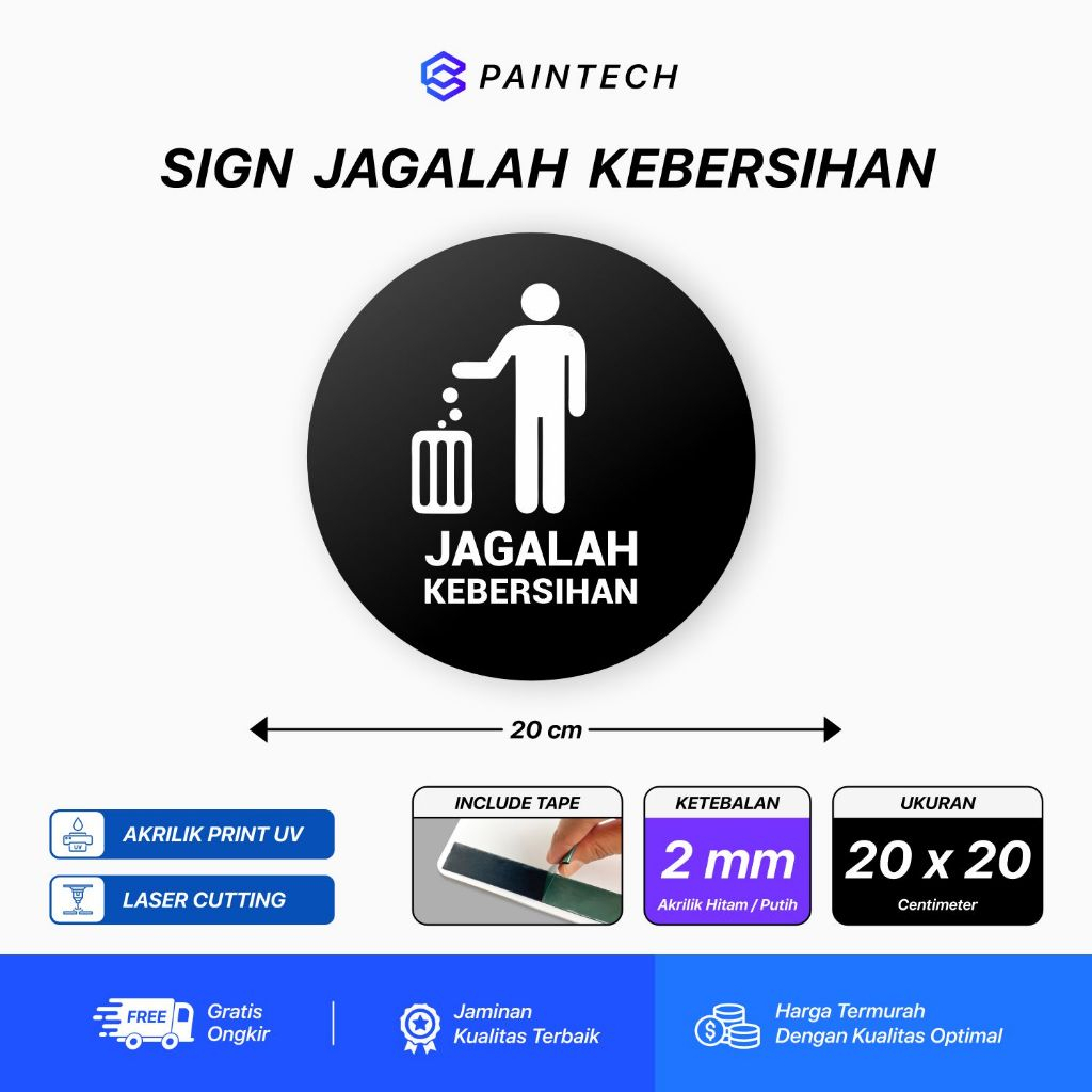 Jual Sign Akrilik "Jagalah Kebersihan" Bulat 20x20 cm – Tanda ...