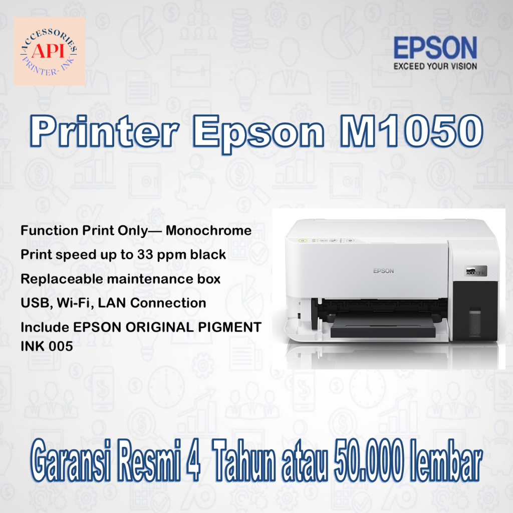 Jual Printer Epson EcoTank M1050 M 1050 M-1050 Monochrome Wireless ...