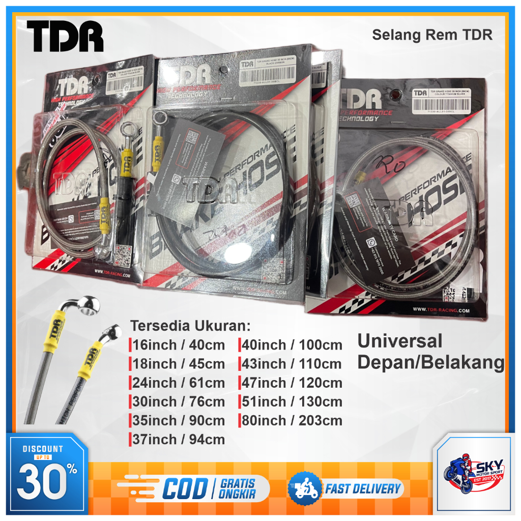 Jual Selang Rem TDR 40 45 60 75 90 94 100 110 120 130 203 Depan Belakang Universal Original ...