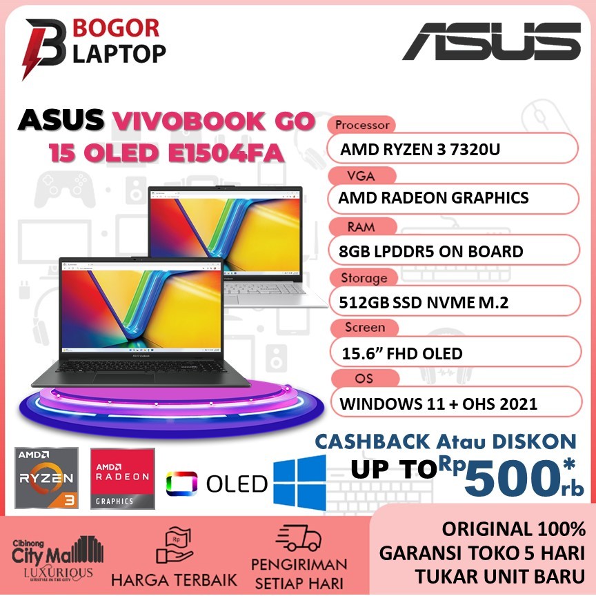 Jual Asus Vivobook Go 15 Oled E1504FA Amd Ryzen 3 7320U 8gb 512gb 15.6 ...