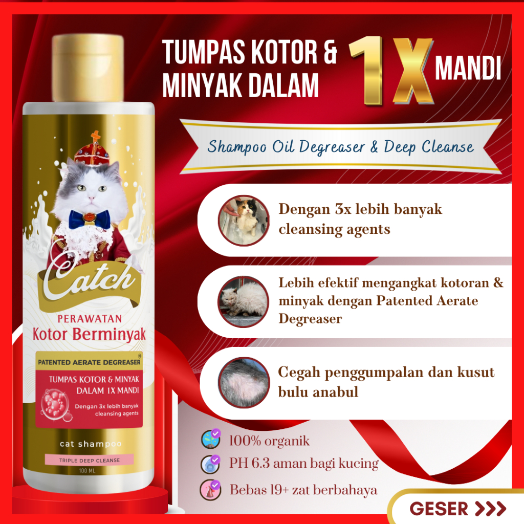 Jual Catch - Shampoo Degreaser Kucing - Tumpas Kotor & Minyak dalam 1x ...