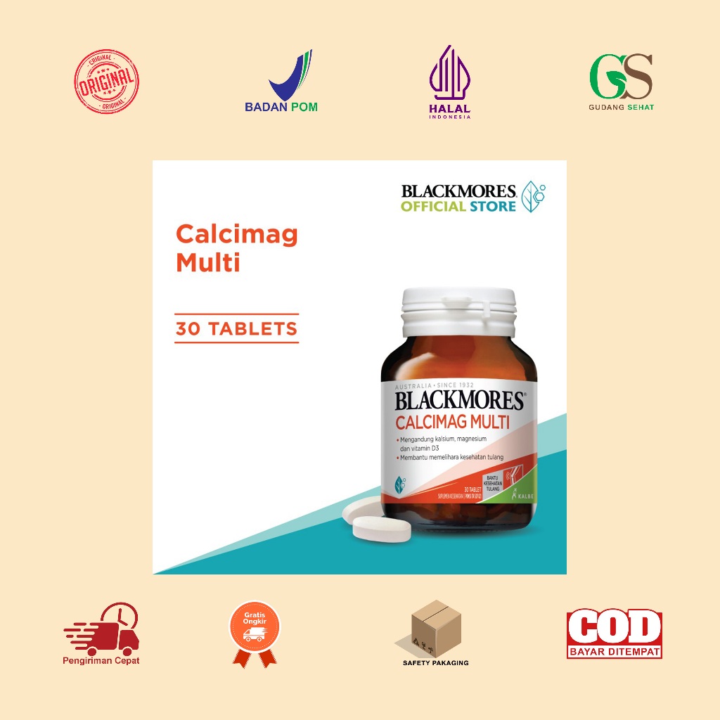 Jual Manado Blackmores Calcimag Multi 30 & 60 Tablet, Kalsium + Magnesium + Vitamin D3 untuk ...
