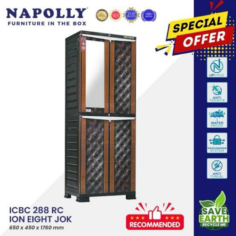 Jual Lemari plastik napolly ICAB 288 jok plus cermin | Shopee Indonesia