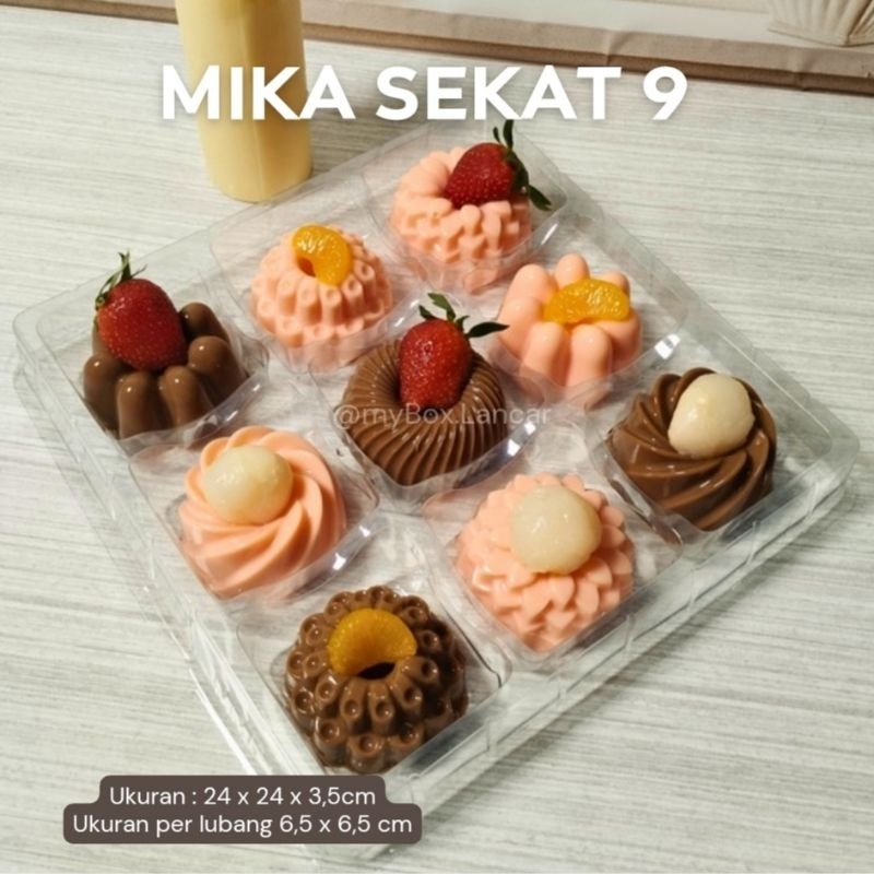 Jual (min 10pcs) Box + Tray pudding Mika sekat isi 9 Tatakan Alas ...