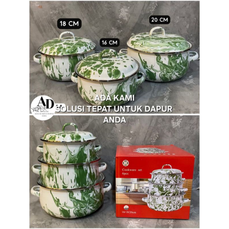 Jual Panci Enamel Burik Blirik Set Isi 3 / Panci Enamel / Panci Enamel ...
