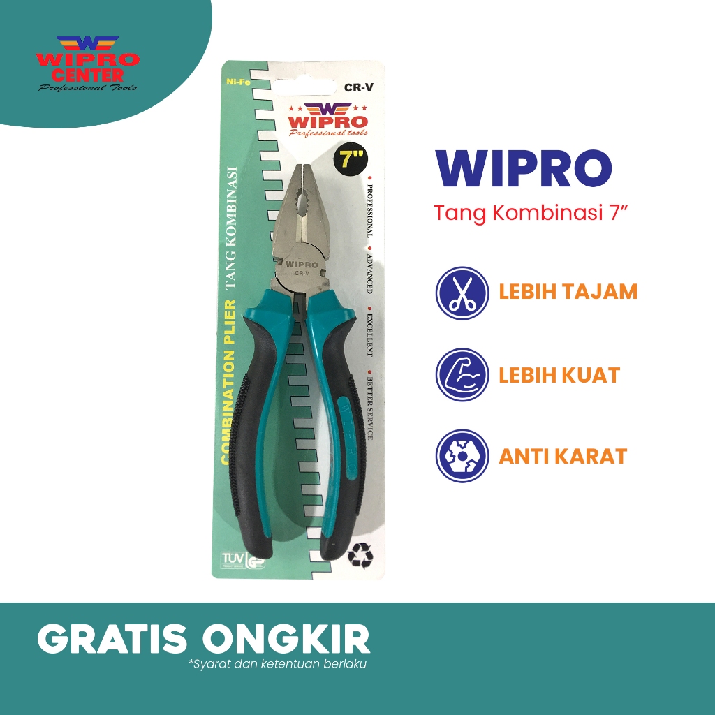Jual WIPRO Tang Kombinasi Wipro 7" CR-V / Combination Plier / Linesman ...