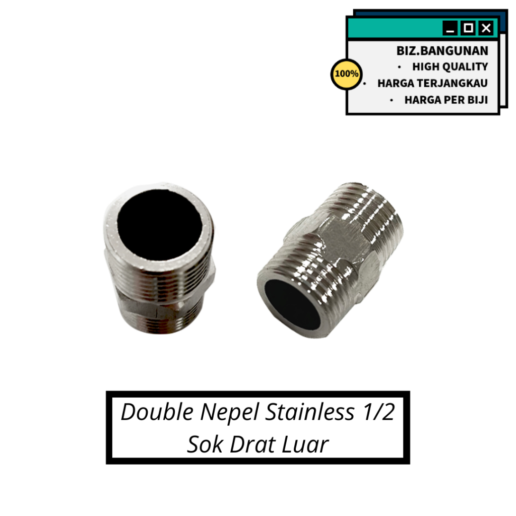 Jual DOUBLE NEPEL STAINLESS DRAT LUAR 1/2" - SOK SOCK SAMBUNGAN KRAN KERAN | Shopee Indonesia
