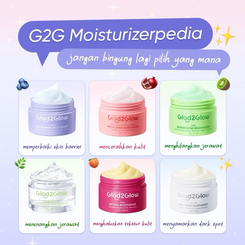 Jual [100% ORI] Moisturizer Glad2Glow Moisturizr Glad2Glow Pomegranate Niacinamide Brightening ...