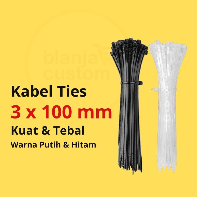 Jual Kabel Ties 10cm Nylon Cable Tie 3 x 100mm isi 100pcs Hitam Putih | Shopee Indonesia