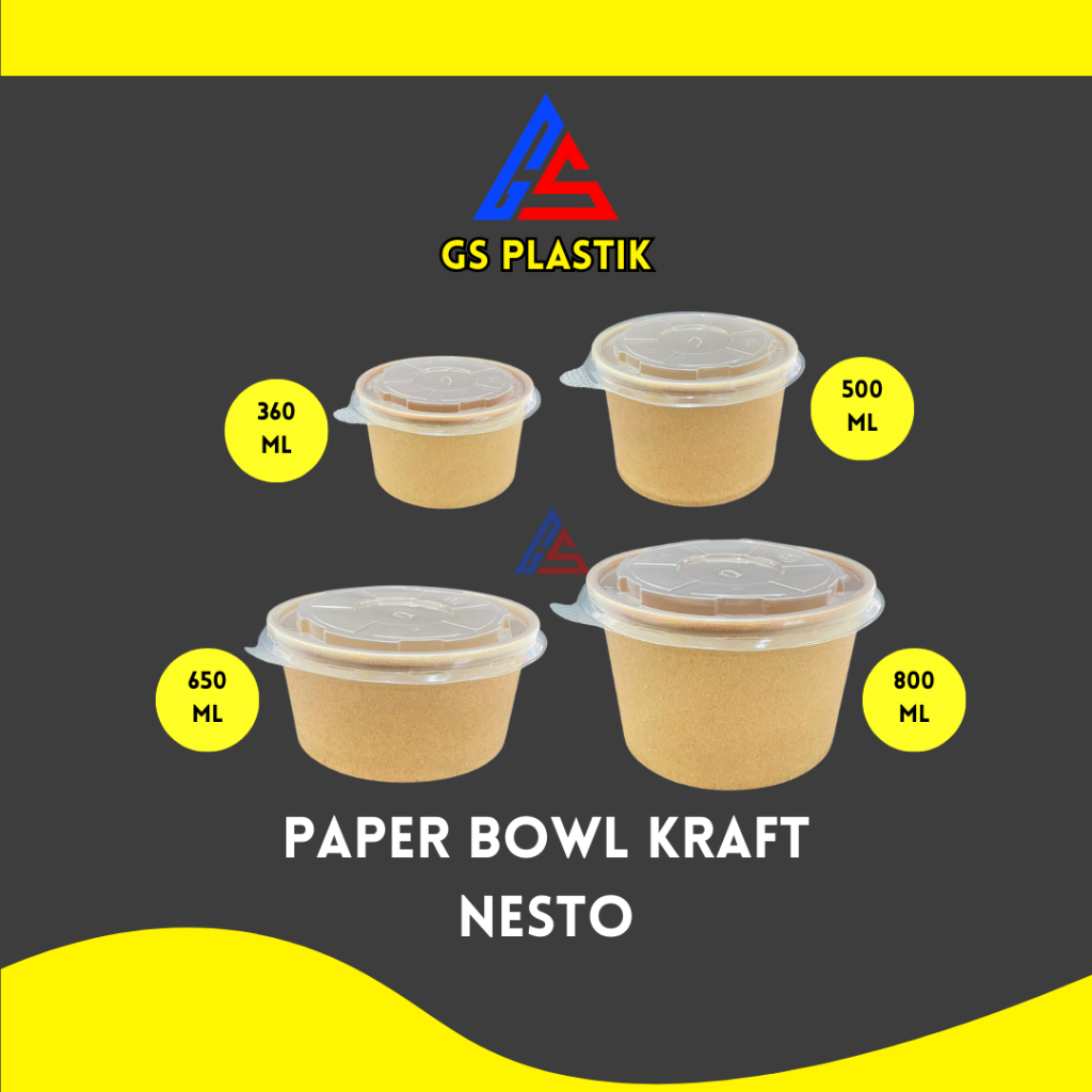 Jual Paper Bowl Kraft 360 ml 500 ml 650 ml 800 ml Nesto Mangkok Rice ...