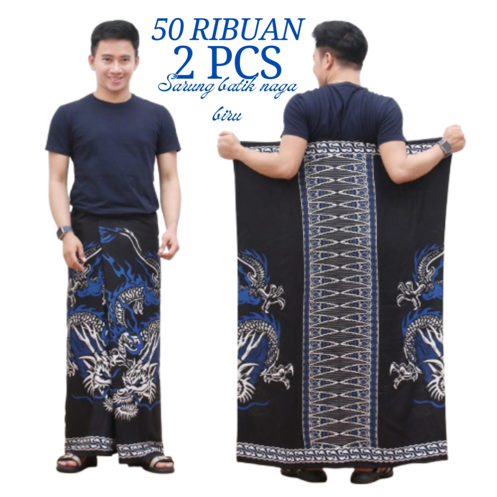Jual Sarung Batik Halus Santri Motif Naga Biru - batik halus santri ...