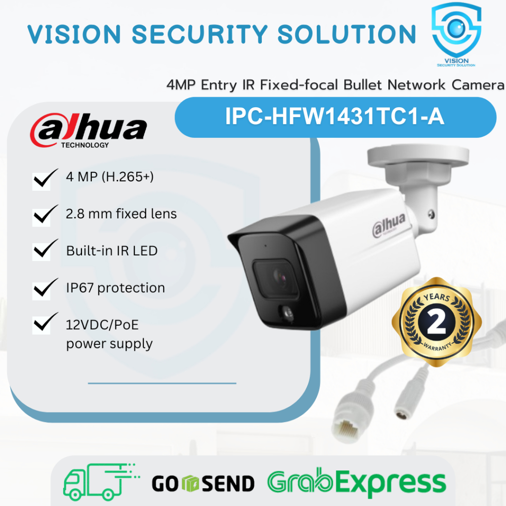 Jual Dahua DH-IPC-HFW1431TC1-A 4MP Cctv Outdoor Audio Bullet Network ...