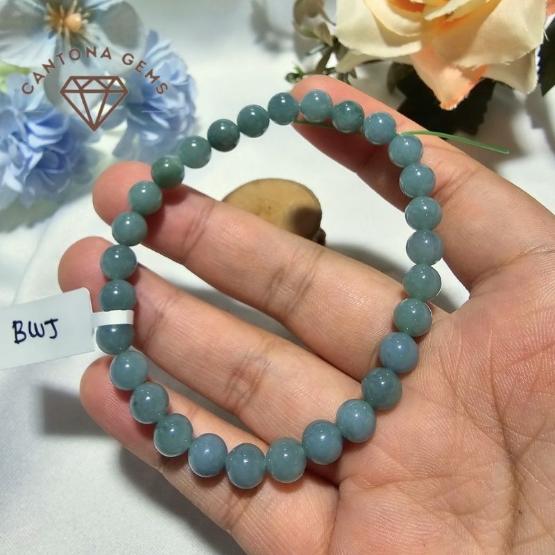 Jual Gelang Batu Alam Asli Blue Water Jade 6mm | Shopee Indonesia
