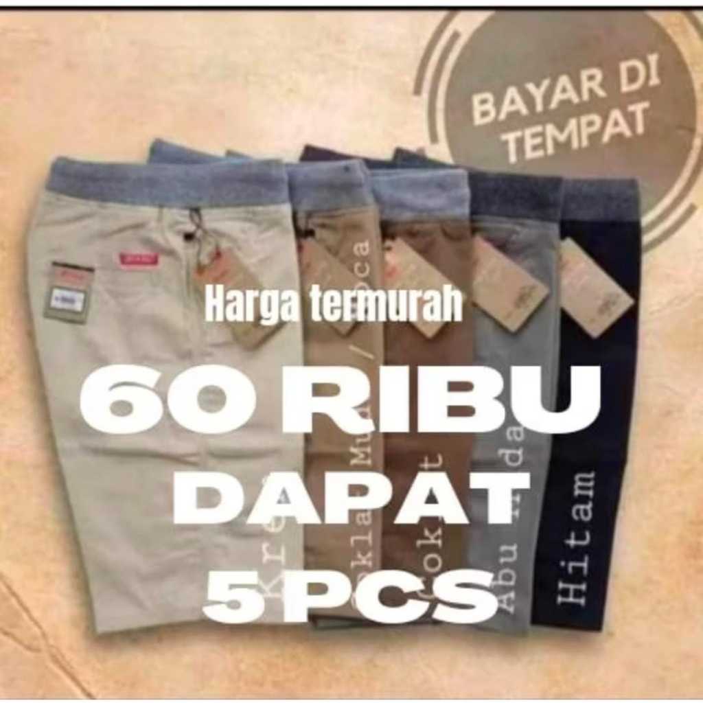Jual TURUN HARGA ! 60 RB DAPAT 5 celana Pendek Pria Cowok Dewasa Chino Rip Karet Chinos COD ...