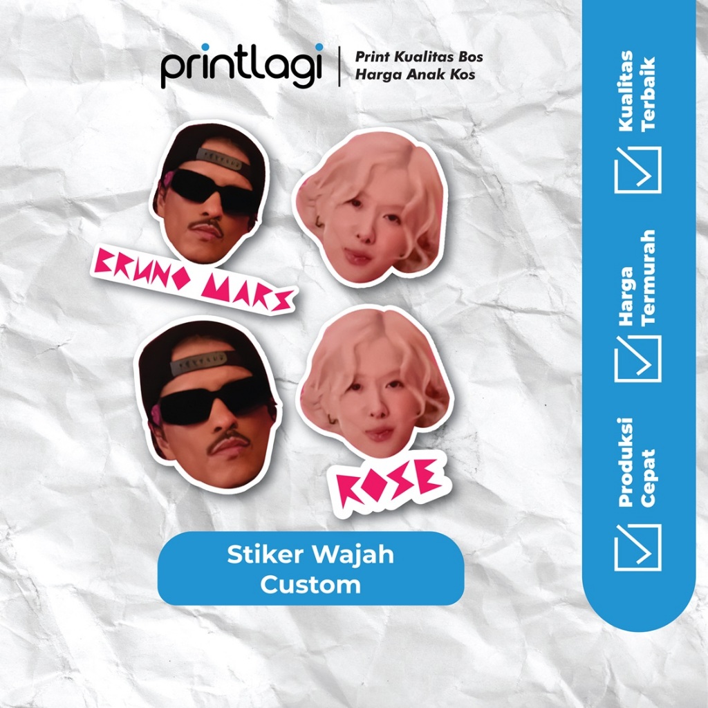 Jual Stiker Foto Wajah - Sticker Custom Bentuk Wajah Muka - Bahan Anti ...
