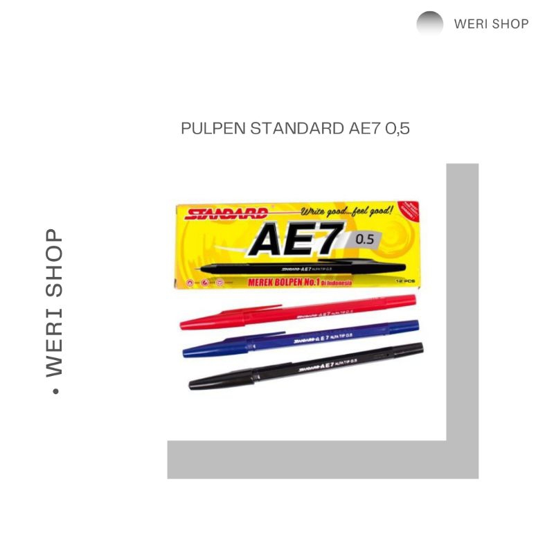 Jual PULPEN STANDARD AE7 0,5 / PULPEN STANDARD (1 PAK ISI 12 PCS) | Shopee Indonesia