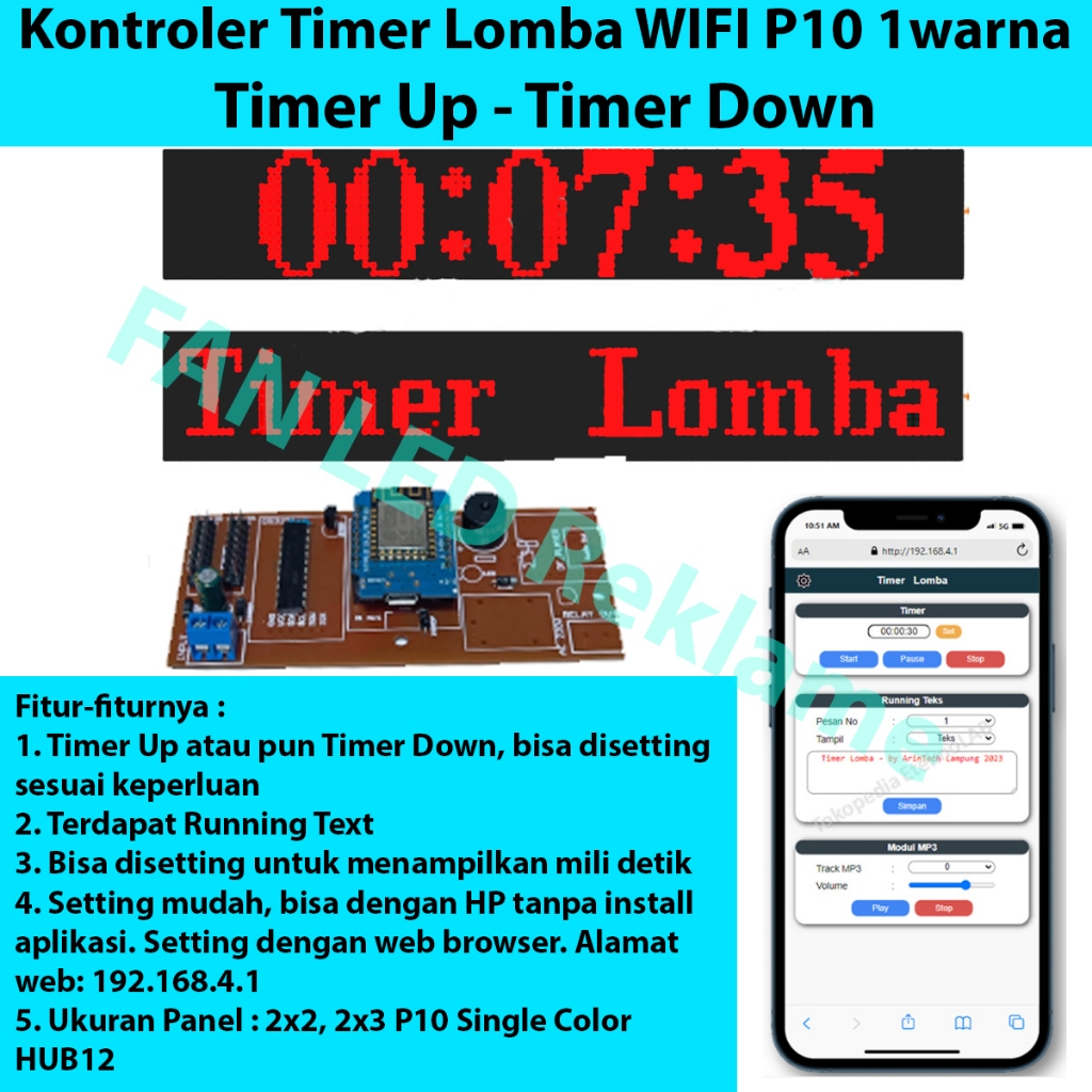 Jual Kontroller Timer Down Timer Up Timer Lomba P10 Wifi | Shopee Indonesia