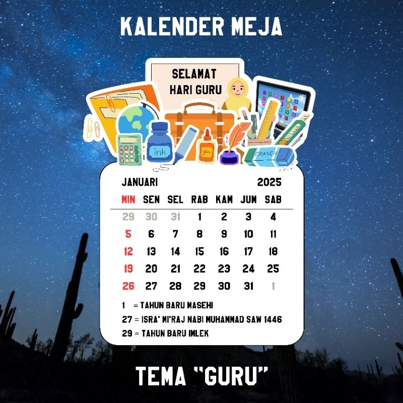 Jual Mini Gift/Hadiah "Kalender Meja" Hari Guru | Sovenir Ulang Tahun ...