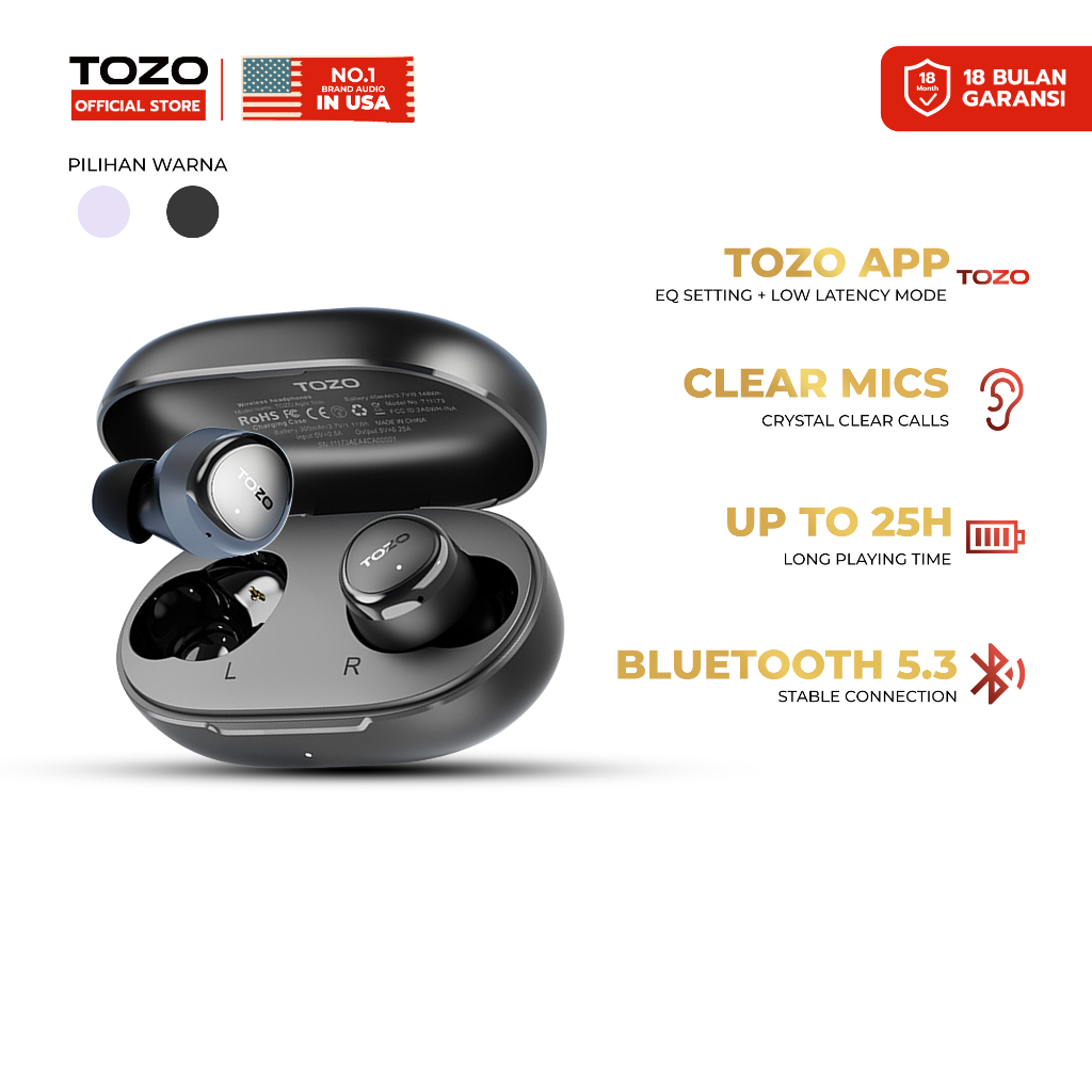 Jual （Bisa APP）TOZO Agile Solo True Wireless Bluetooth earbuds 16 EQ Setting Earphone Bluetooth ...