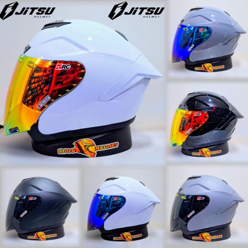 Jual Helm Half Face Jitsu J-Strike Solid White paket ganteng visor ...