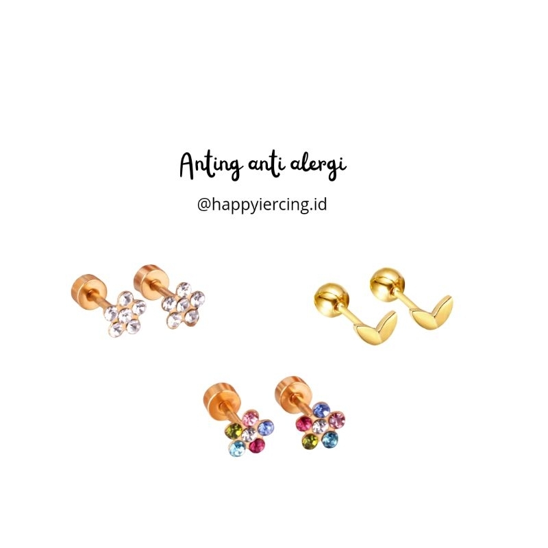 Jual anting anti alergi anti lepas model bunga daun | Shopee Indonesia
