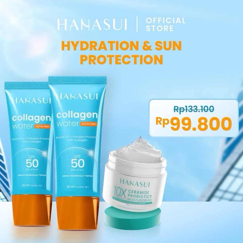 Jual Skincare Set Hanasui Moisturizer dan Water Sunscreen SPF 50pa ...