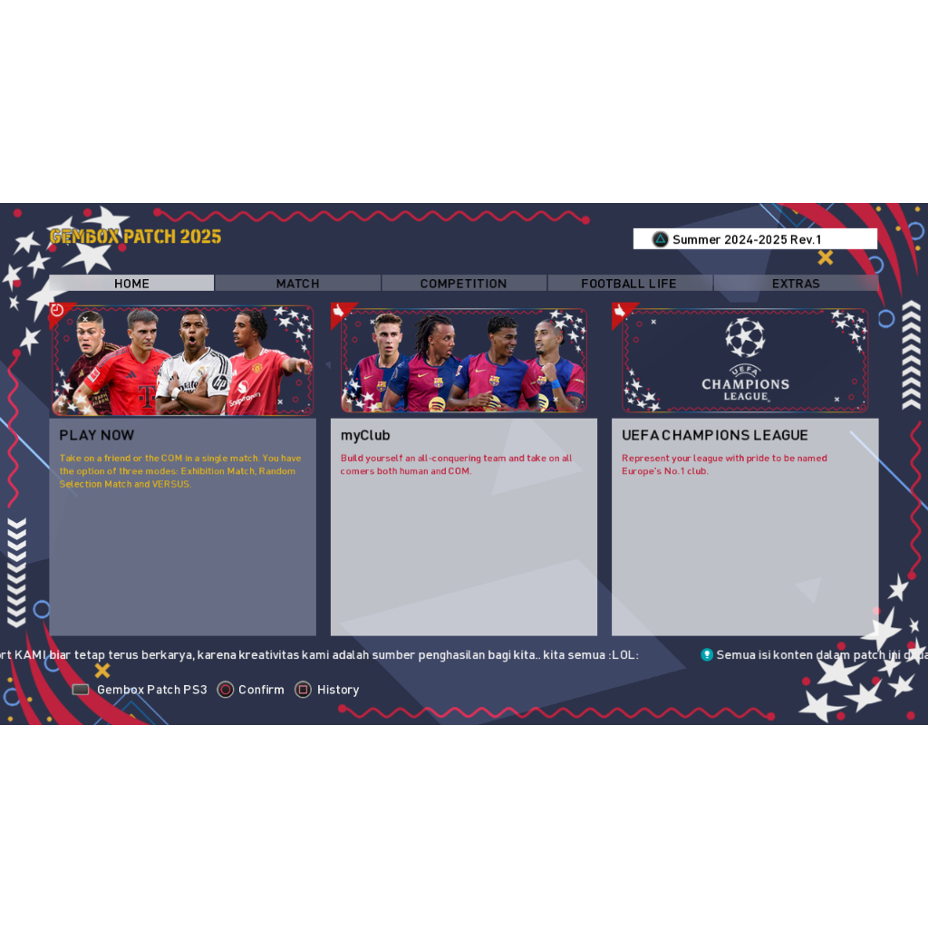 Jual REV 1 ONLY PES 2025 GEMBOX PATCH SUMMER SEASON PS3 Via Email ...
