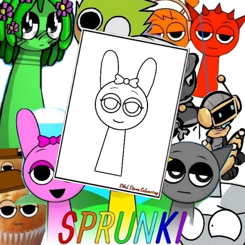 Jual Kertas Mewarnai Gambar Anak Tema Sprunki V1 / Kertas Gambar (11 ...