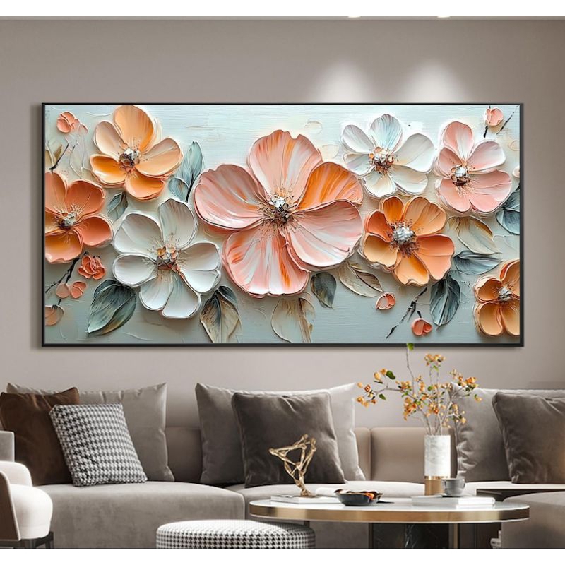 Jual lukisan bunga tekstur timbul minimalis modern, ada varian ukuran ...