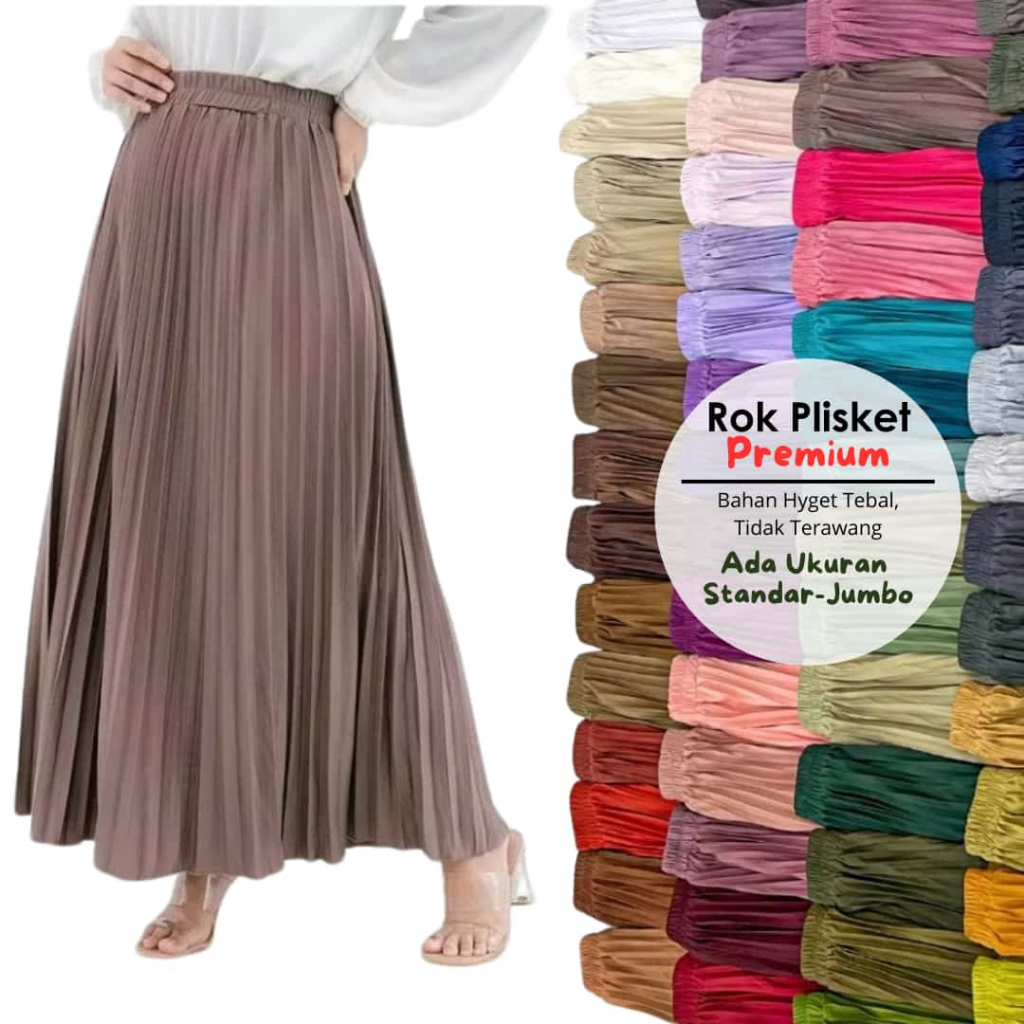 Jual Rok Plisket Premium Panjang Mayung Polos Tebal Adem Hyget Super Pleated Skirt Muslim Wanita ...