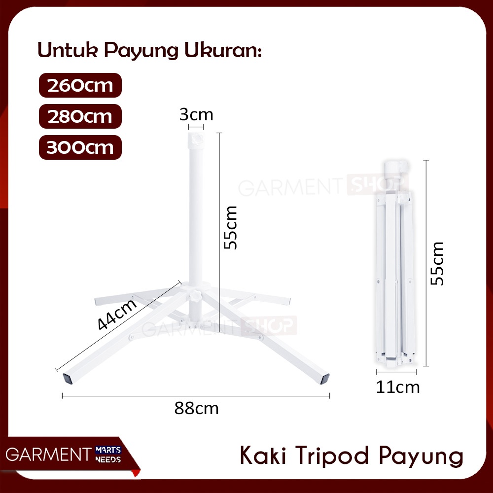 Jual Tripod 4 Kaki Jumbo Dudukan Penyangga Payung Besar 260 280 300 CM ...