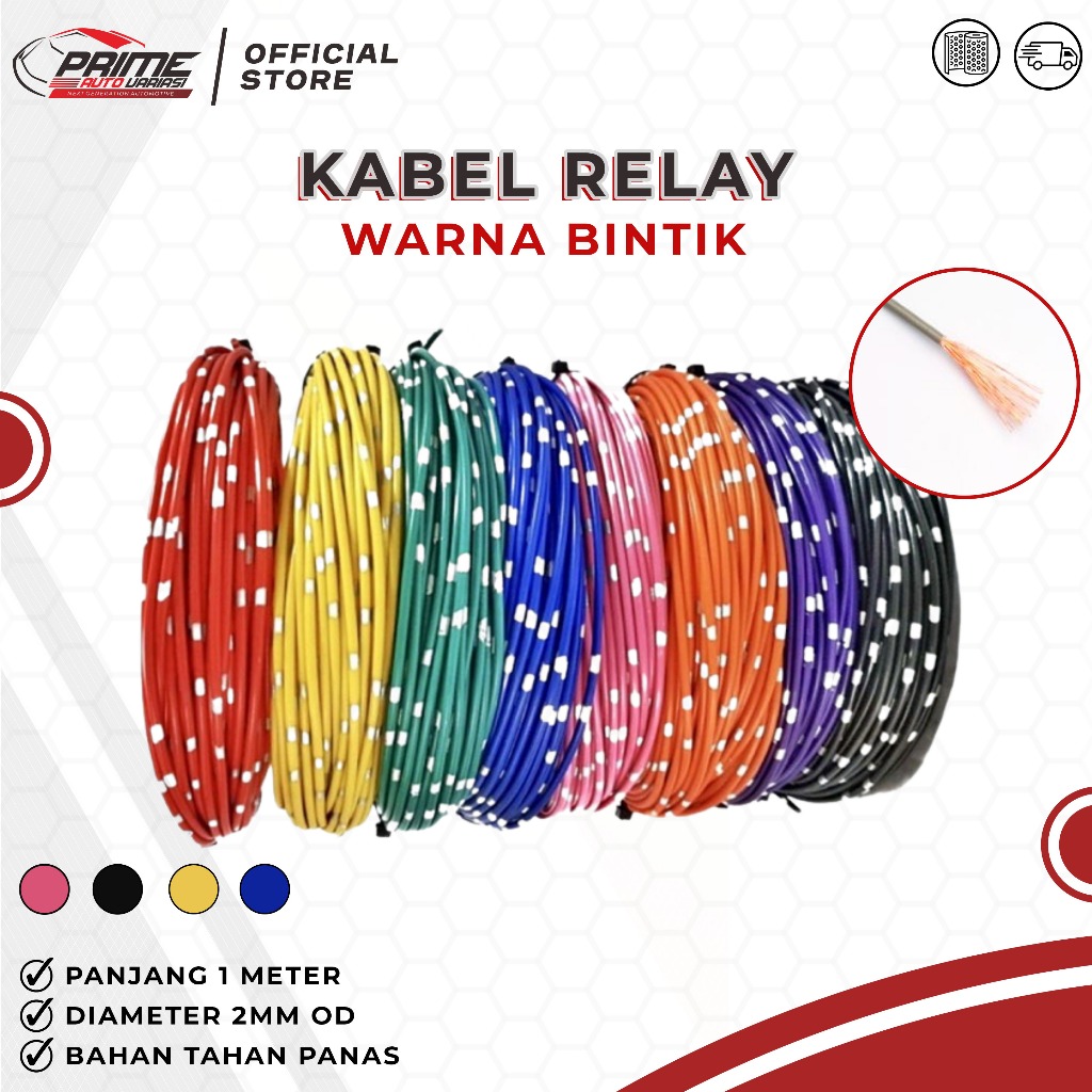 Jual KABEL BODY KABEL RELAY KABEL BINTIK WARNA 2MM - PERMETER | Shopee ...
