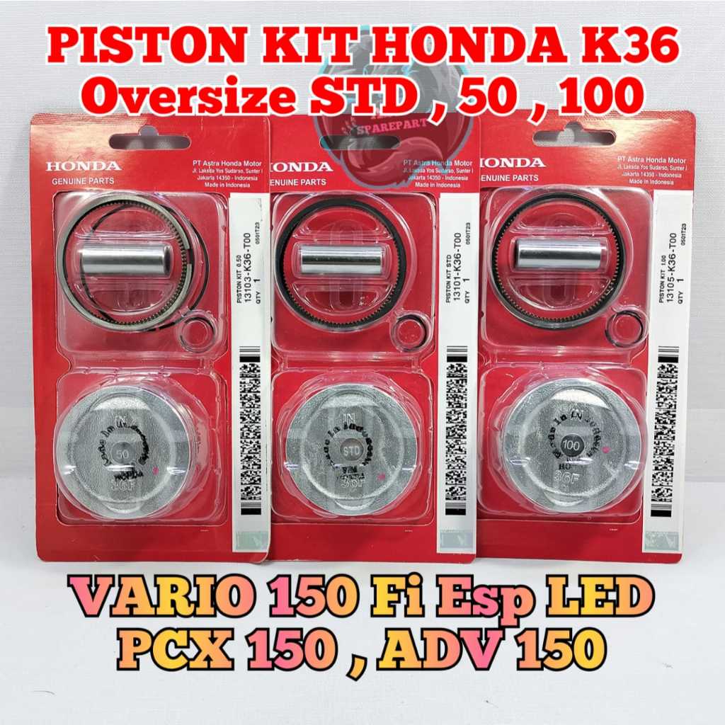 Jual Piston Kit K36 Asli Original Motor Honda Vario 150 Fi Esp LED , Pcx 150 , ADV 150 Ukuran Os ...