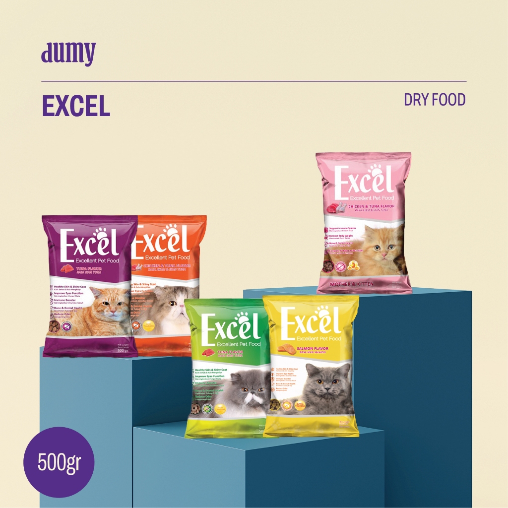 Jual Makanan Kucing Excel Adult & Mother/Kitten Dry Food 500gr | Shopee ...