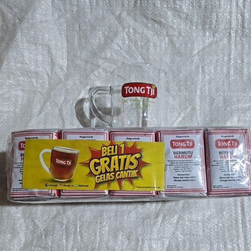 Jual Teh tong tji super tongji Merah 1 slop isi 10 x 40g ( Gratis Gelas ...