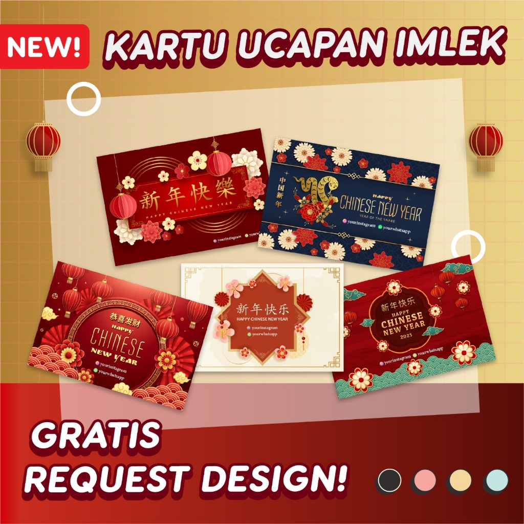 Jual Kartu Ucapan Imlek Hampers 2025 | Kartu Imlek 1 Sisi | Chinese New ...