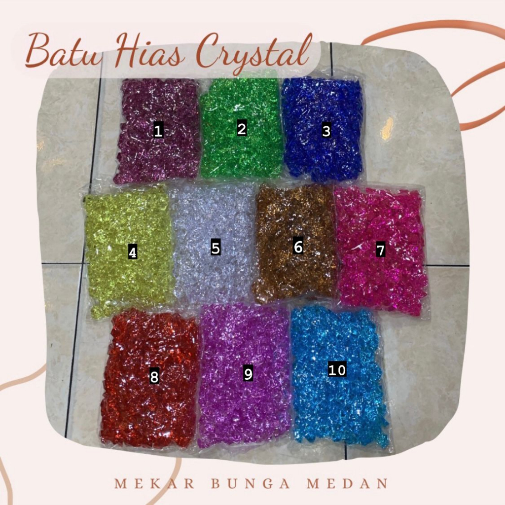 Jual (MT 1) - (500 GR) Ready Batu Hias Crystal Warna Warni 10 Warna Vas ...