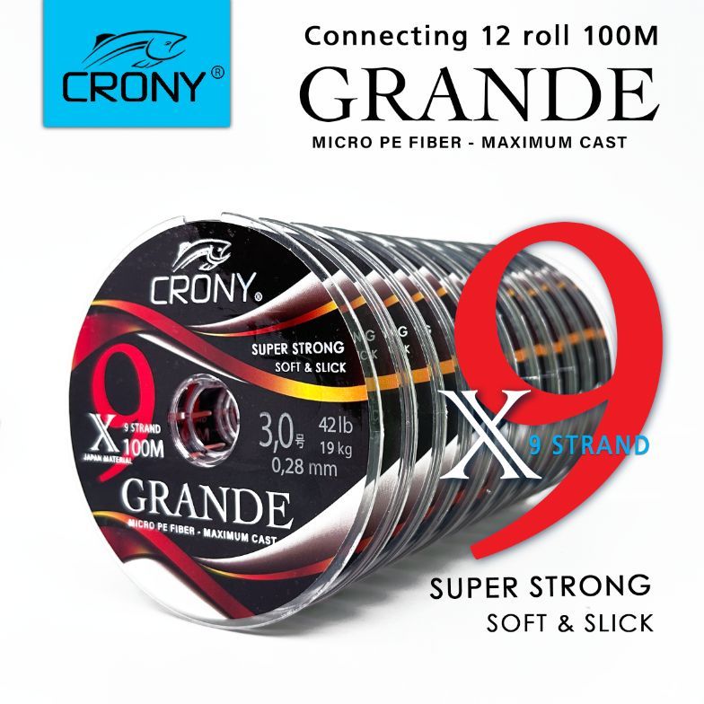 Jual Senar Pe Crony Grande 100M X9 Connecting- Multi Color | Shopee ...