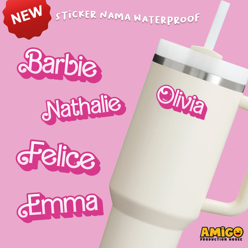 Jual Sticker Nama Barbie Custom Waterproof Vinyl stiker label | Shopee ...