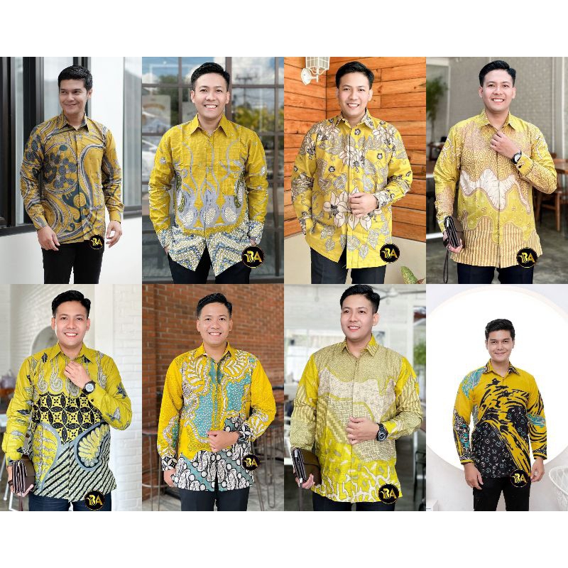 Jual New kemeja yellow color kemeja batik lengan panjang warna kuning ...