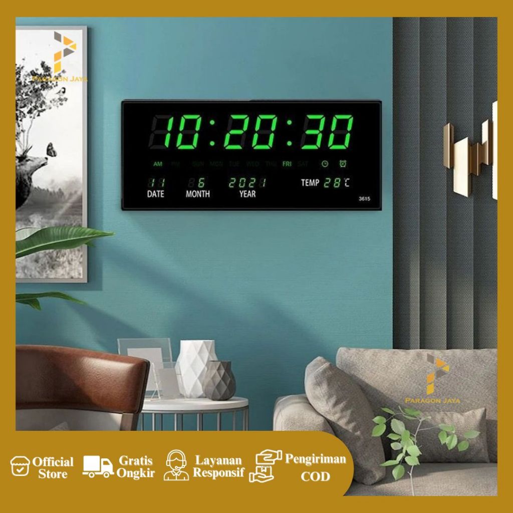 Jual JD- 3615 Jam Digital LED Clock Dinding Meja Kalender Alarm Smart ...