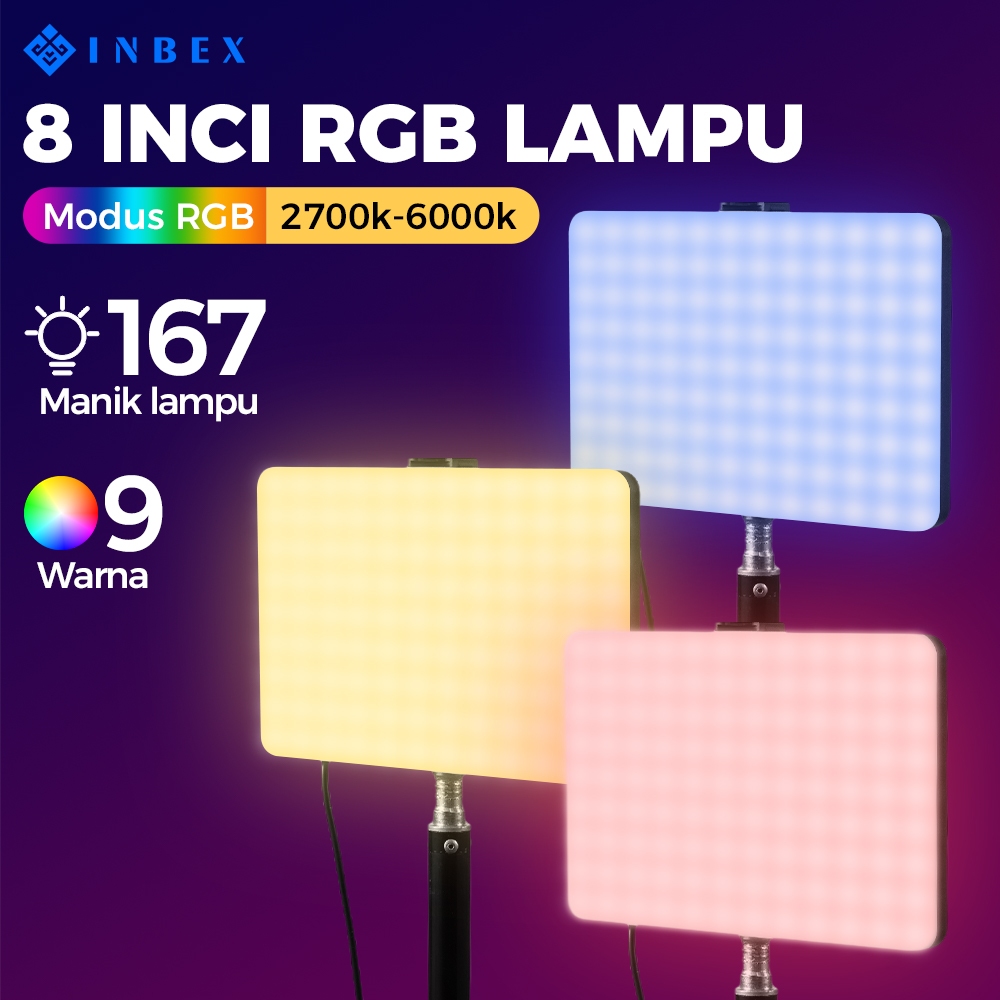 Jual INBEX 8 inci Lampu Foto RGB Lighting Konten Kreator LED Lampu Sorot Lighting Studio Video ...